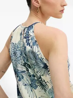 Guess Cream White Floral Print Halterneck Top