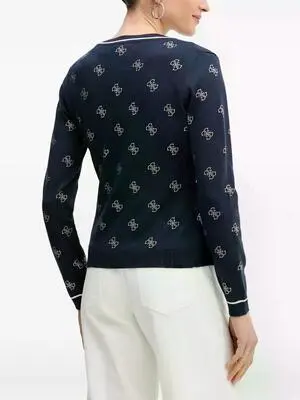Guess Crystal-embellished Logo-print Cardigan