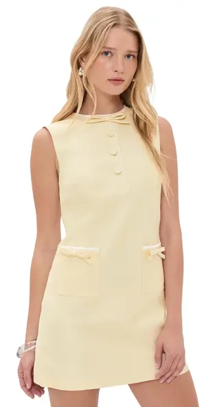 SELF-PORTRAIT Taffeta Bow Mini Dress - Yellow