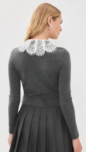 SELF-PORTRAIT Lace Collar Knit Cardigan