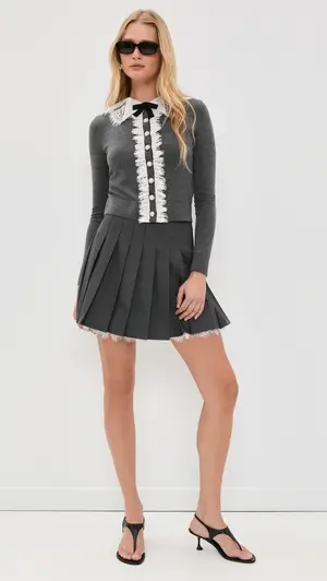 SELF-PORTRAIT Lace Collar Knit Cardigan