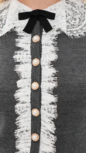 SELF-PORTRAIT Lace Collar Knit Cardigan