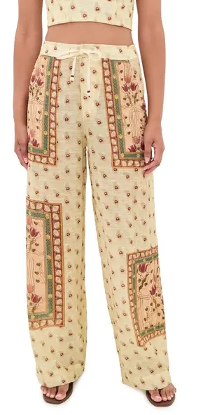 Agua Bendita Caroline Plume Embroidered Pants