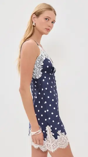 SELF-PORTRAIT Polka Dot Satin Mini Dress