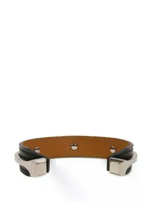 Hermès Leather Open Cuff Bracelet - Silver