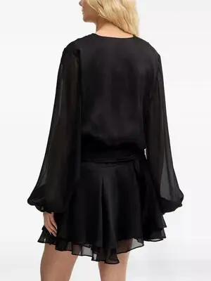 Guess V-neck Long Puff Sleeve Mini Dress