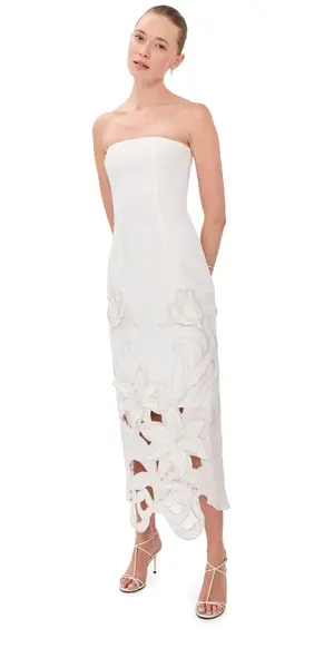 LEO LIN Rayna Applique Bustier Maxi Dress - Snow