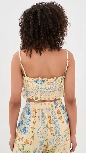 Agua Bendita Vichy Ruffled Crop Top