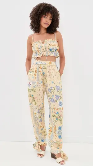 Agua Bendita Vichy Ruffled Crop Top