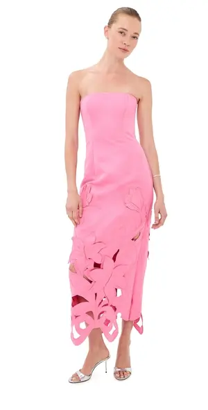 LEO LIN Rayna Applique Bustier Maxi Dress - Fuchsia