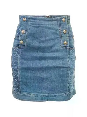 Pierre Balmain Quilted Panel Mini Denim Skirt