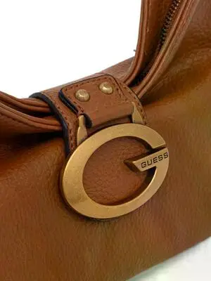 Guess Logo Plaque Pebbled Texture Tote Bag