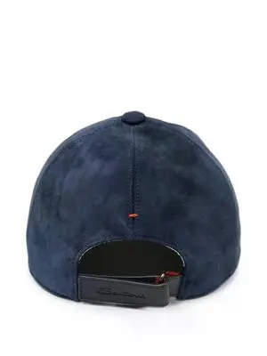 Santoni Embroidered Suede Cap