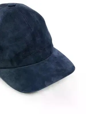 Santoni Embroidered Suede Cap