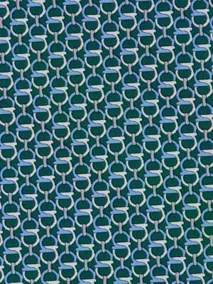 FERRAGAMO Gancini Links Print Silk Tie - Green