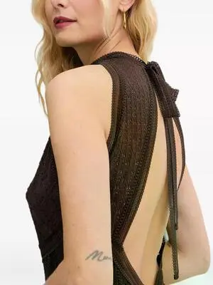 Guess Lace-trim Open-back Midi Dress