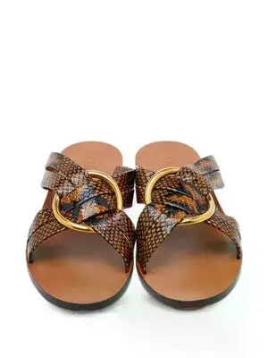 Chloé Lauren Python-embossed Flat Sandals