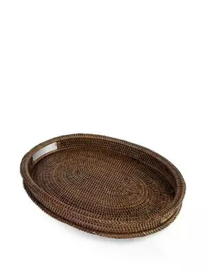 LA PORCELLANA BIANCA Botanio Interwoven Oval Tray - Brown