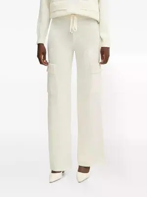 ERMANNO FIRENZE Cream White Floral Embroidered Cargo Pants