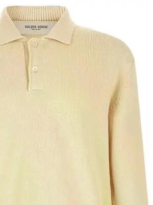 GOLDEN GOOSE Knitted Polo Jumper With Rear Logo Print