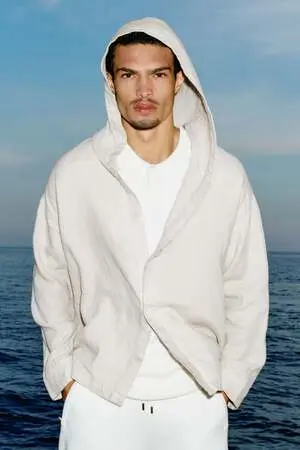 Alo Yoga Linen Days Button Up Hoodie Bone
