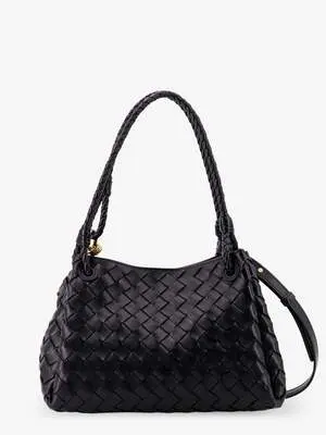 Bottega Veneta Parachute Leather Shoulder Bag With Intrecciato Motif And Knot Detail - Multicolor