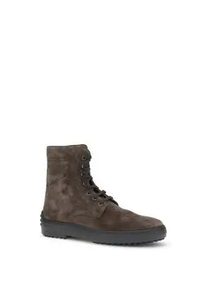 TOD'S Suede Lace-up Ankle Boots With Lug Sole - Brown