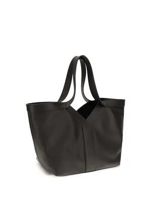 Saint Laurent Small Y Tote Bag In Grained Leather - Black
