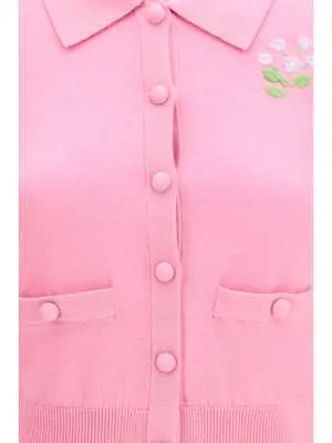 SELF-PORTRAIT Floral Embroidered Knit Collared Cardigan