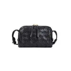 Bottega Veneta Woven Leather Concert Bag - Black