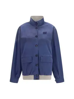 Miu Miu Old Washed Twill Jacket - Blue