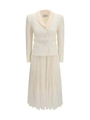 SELF-PORTRAIT Bouclé Midi Dress With Shawl Collar And Lace Trims - Multicolor