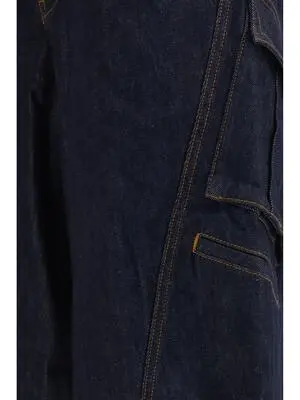 SELF-PORTRAIT Barrel-leg Cargo Jeans - Blue