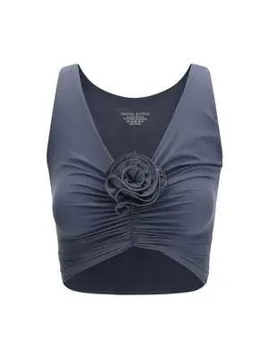 Magda Butrym Ruched Flower Top - Gray