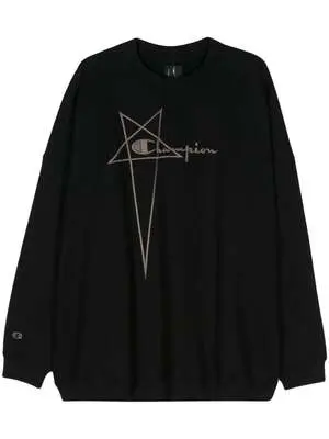 Rick Owens Sweatshirt With Embroidery - Black