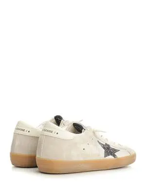 GOLDEN GOOSE Super Star" Suede Sneakers With Glitter Star Detail - Gray