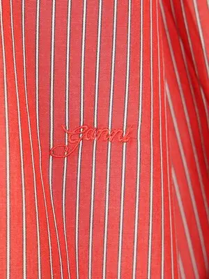 GANNI Oxford Shirt With Pocket And Stripes - Red