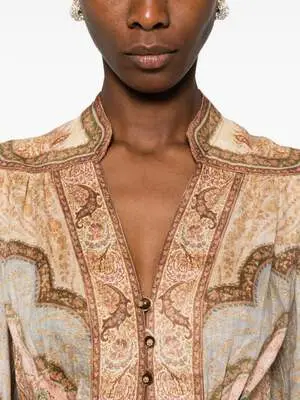 Zimmermann Wanderlust Midi Dress In Tapestry Print Linen