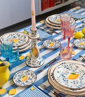 LES-OTTOMANS Ceramic Positano Lemons Candle Holder