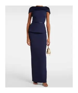 Safiyaa Rella Draped Peplum Heavy Crêpe Midi Dress
