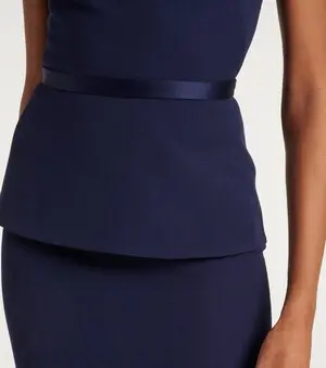 Safiyaa Rella Draped Peplum Heavy Crêpe Midi Dress