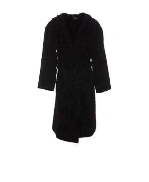 Versace All-over Patterned Belted Towelling Robe - Black