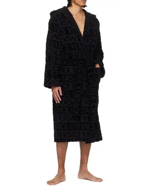 Versace All-over Patterned Belted Towelling Robe