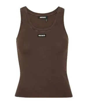 ROTATE BY BIRGER CHRISTENSEN Logo Ribbed Top - Brown