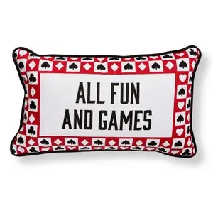 TAG All Fun And Games Lumbar Pillow Multi Cotton Cover 20x13x1 - Red