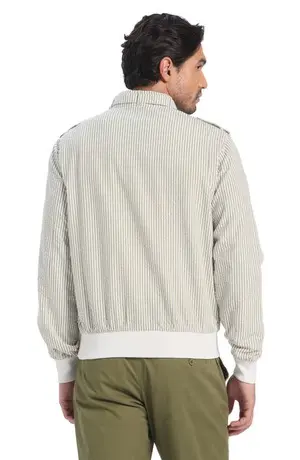 MEMBERS ONLY Seersucker Iconic Racer Jacket With Zip Closure - Grey