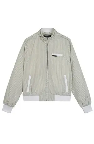 MEMBERS ONLY Seersucker Iconic Racer Jacket With Zip Closure - Grey