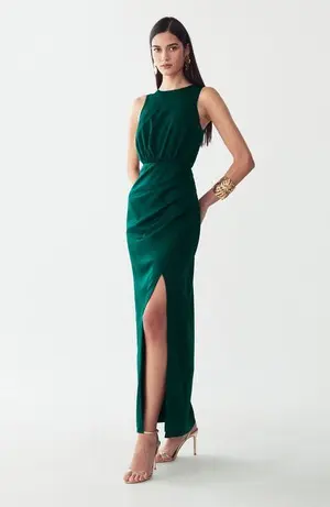 ST MRLO Sharmaine Gathered Waist Midi Dress With Slit