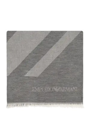 Emporio Armani Scarf With Logo - Grey