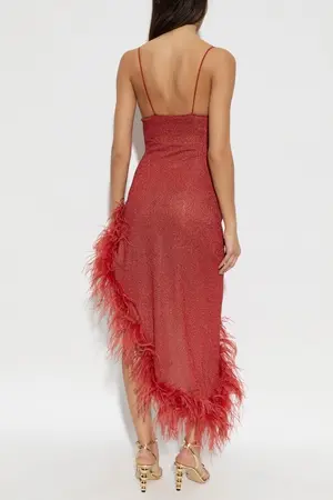 Oseree Feather Embellished Midi Dress